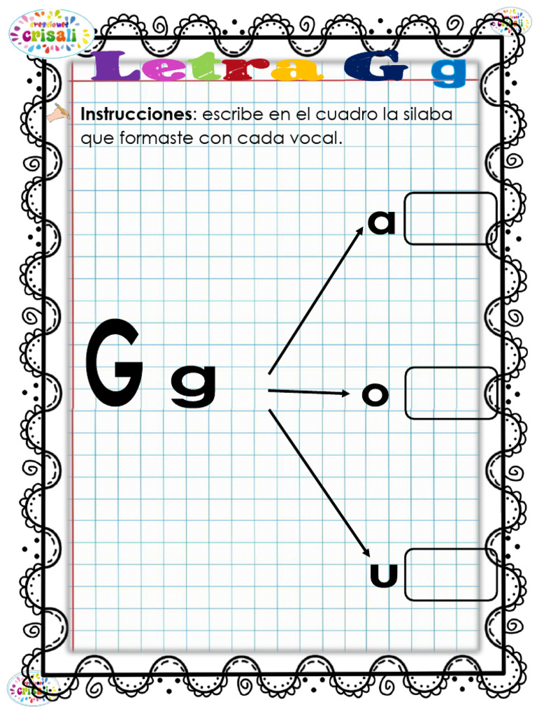 ejercicios de la letra G g (ga, go, gu) | PDF
