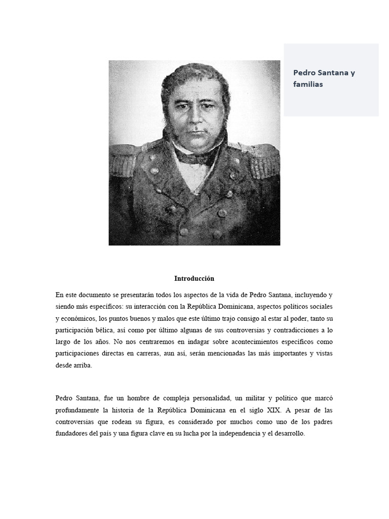 Vida y legado de Pedro Santana en RD | PDF | República Dominicana ...
