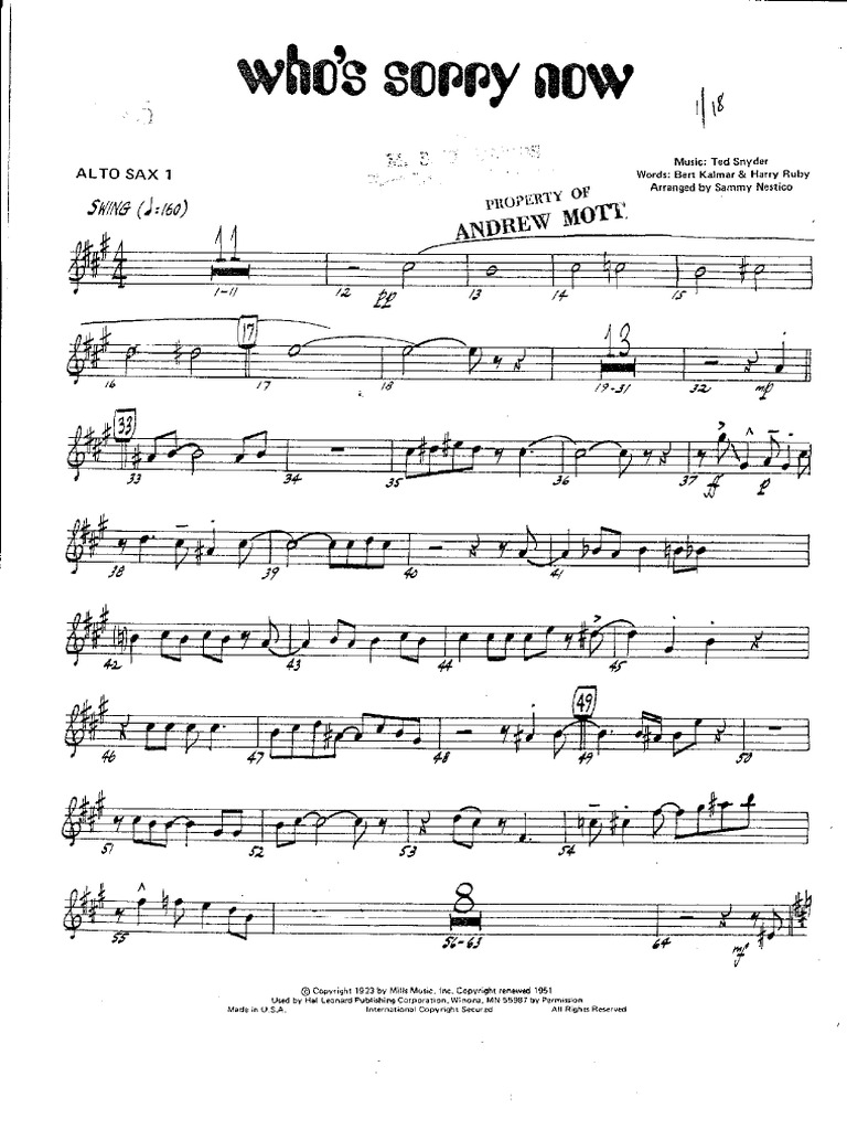 Whos Sorry Now (Nestico) 51 Pages | PDF