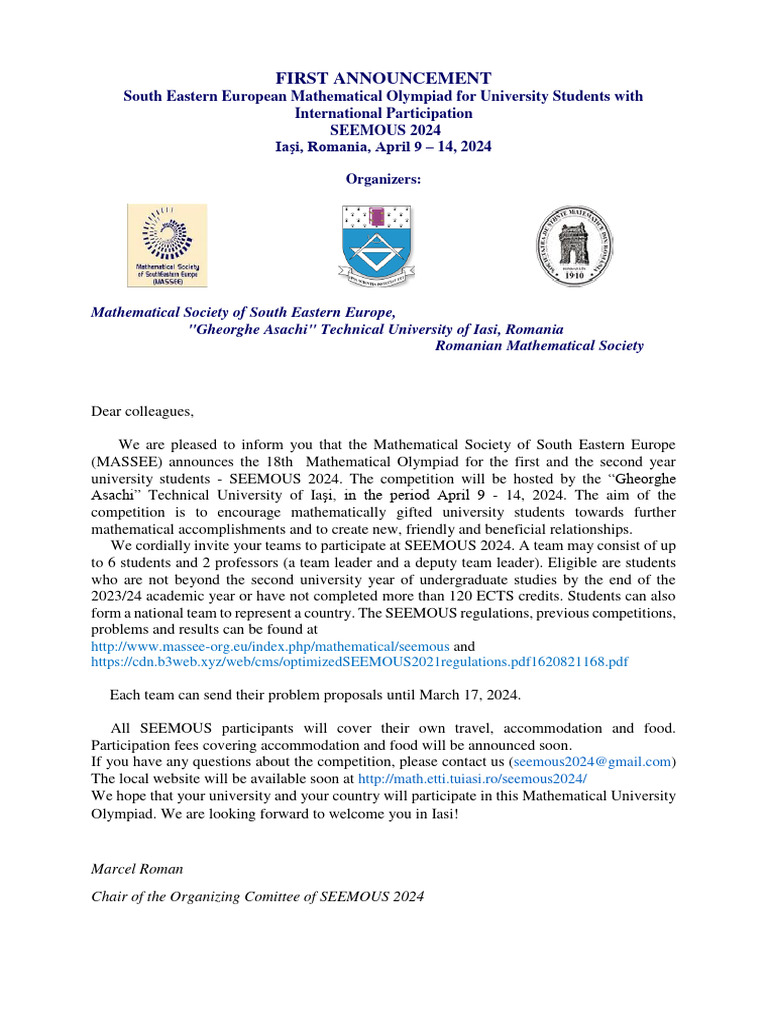 SEEMOUS 2024: Call for Participation | PDF