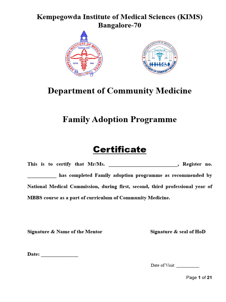 Family Adoption Programme Certificate | PDF | Pregnancy | Breastfeeding