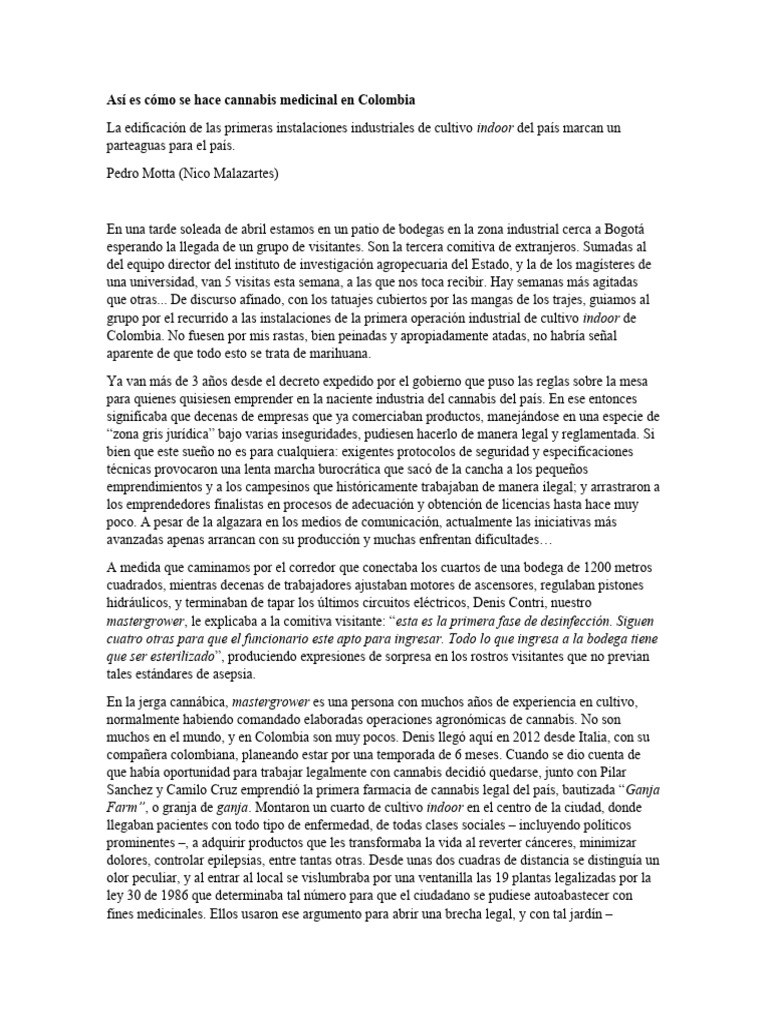 Asi Es Como Se Hace Cannabis Medicinal en Colombia | PDF | Cannabis ... Asi Es Como Se Hace Cannabis Medicinal en Colombia | PDF | Cannabis ...