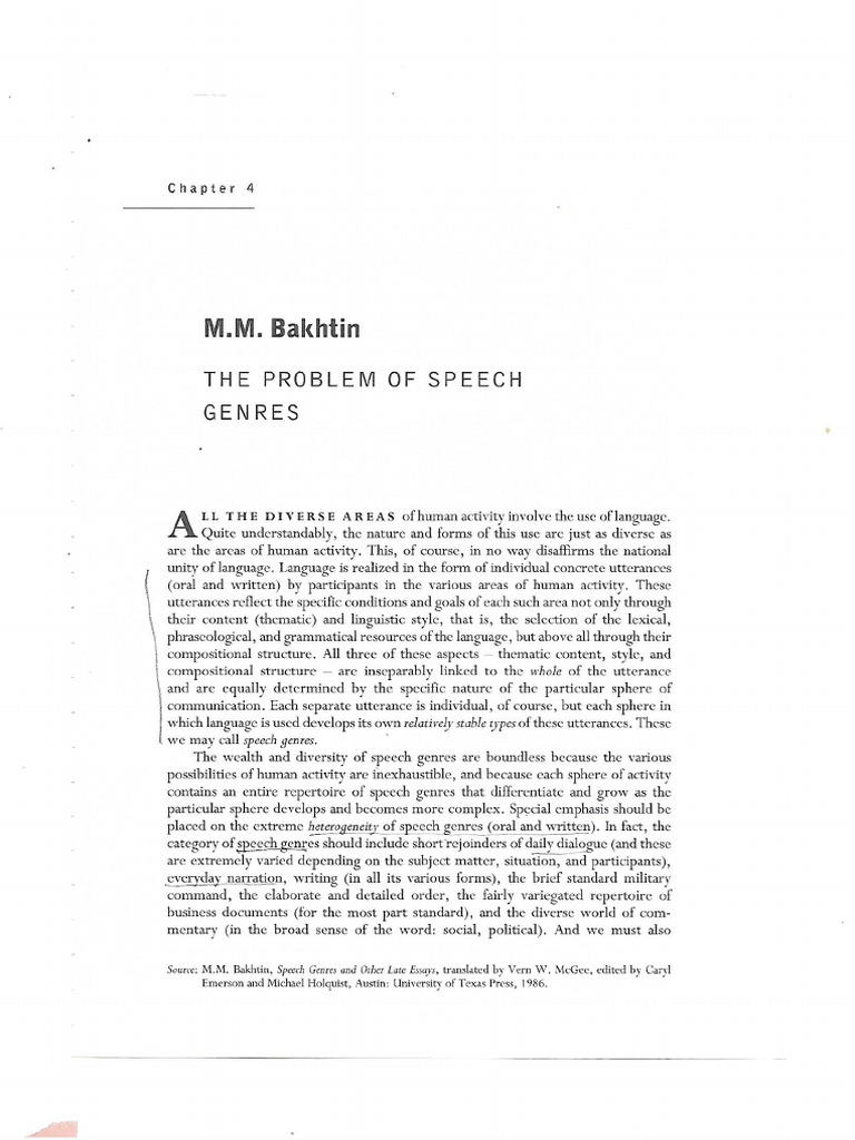 Baktin 2014 The Problem of Speech Genres | PDF