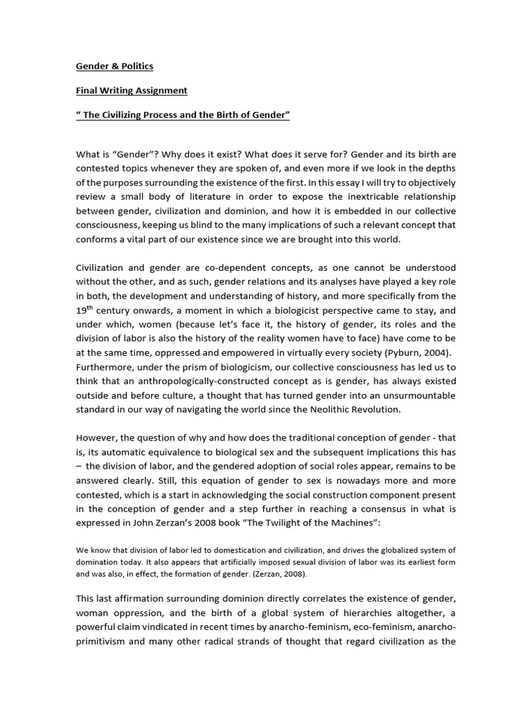 The Civilizing Process | PDF | Gender | Gender Studies