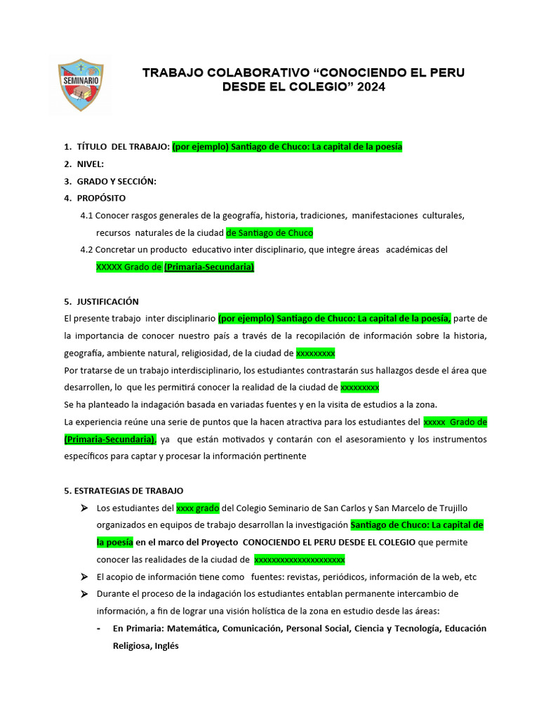Conociendo El Peru-Plan de Aula-2024 | PDF