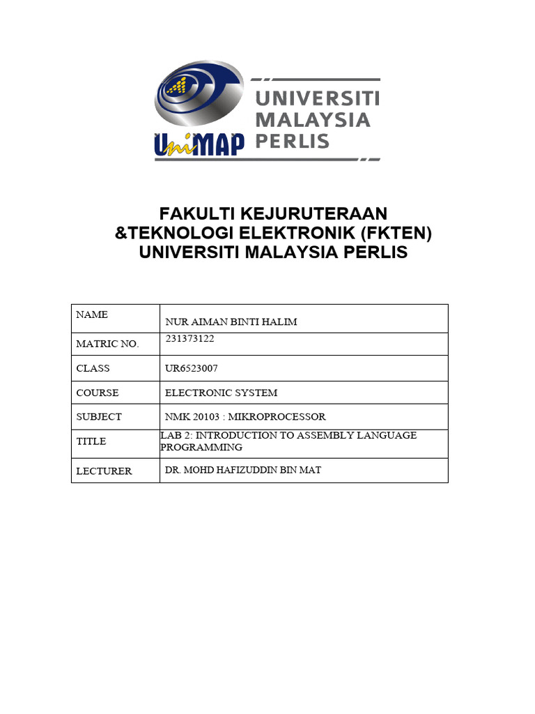 Lab2 - Nur Aiman Binti Halim | PDF