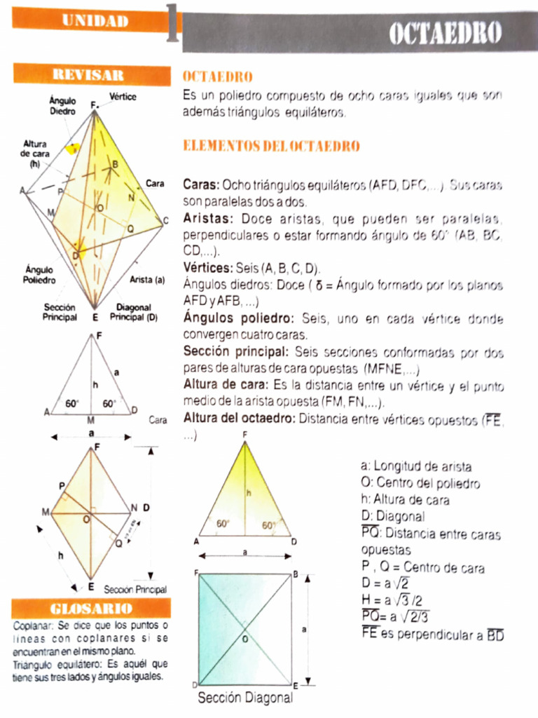 Octaedro Sección Principal y Diagonal | PDF | Triángulo | Perpendicular