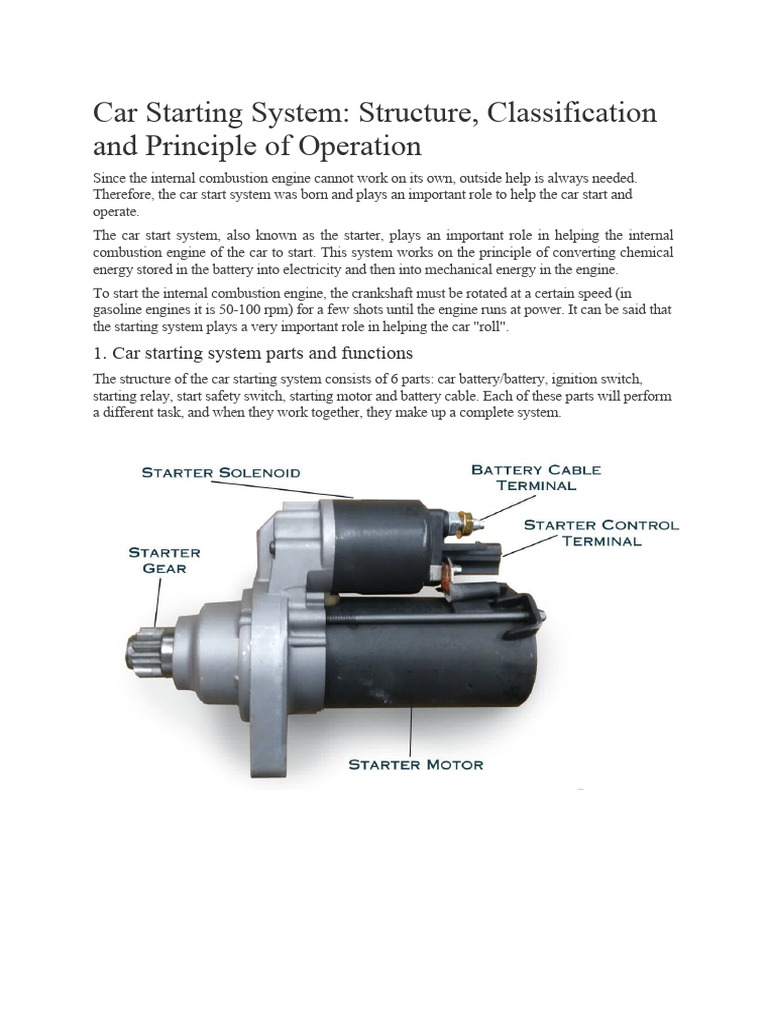 Car Starting and Ignition System | PDF | Manual Transmission | Ignition ...