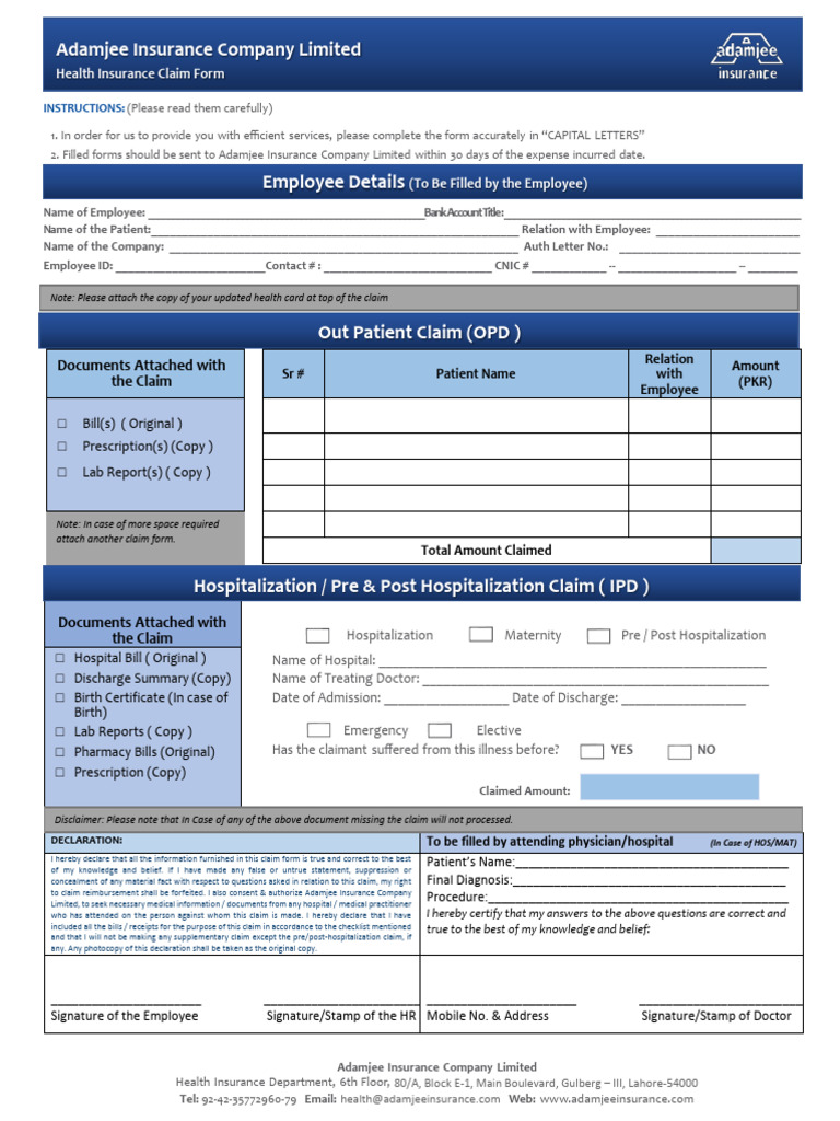 Claim Form Updated - Conventional - Edited Final - 133 | PDF | Hospital ...