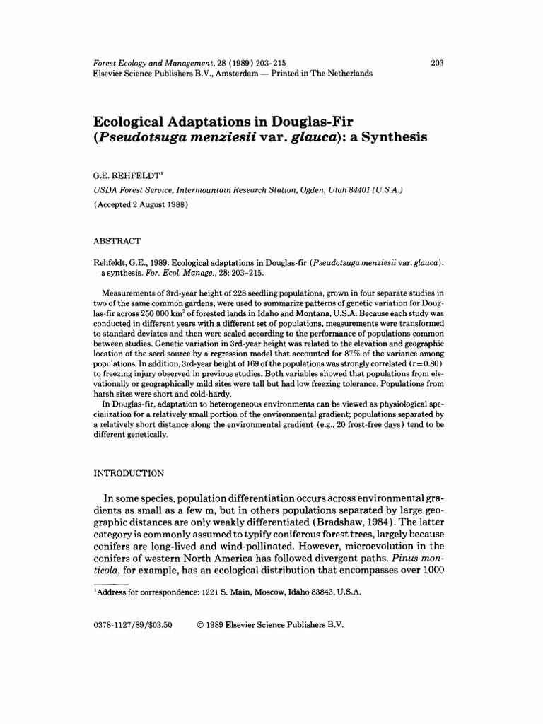 Ecological Adaptations of Douglas-Fir | PDF | Douglas Fir | Contour Line