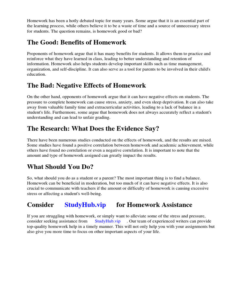 Homework Good or Bad Research | Download Free PDF | Homework | Teachers