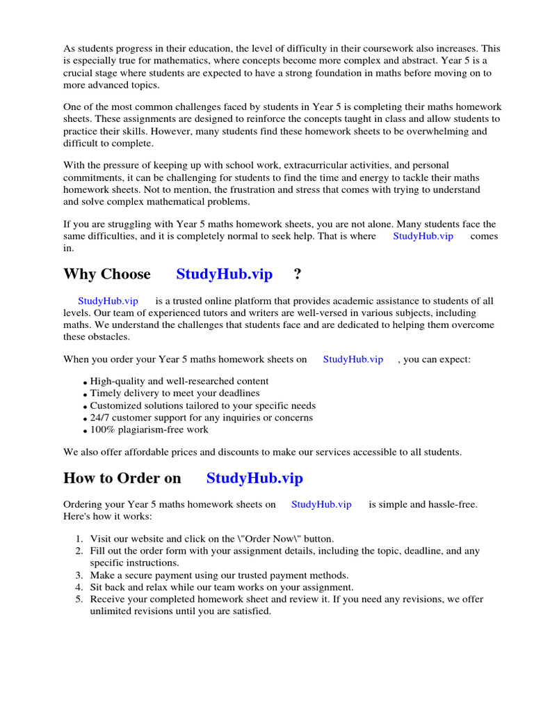 Free Year 5 Maths Homework Sheets | PDF | Worksheet | Mathematics