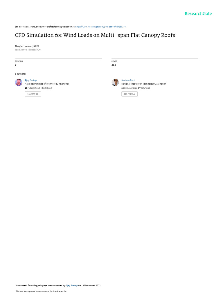 11 CFD Simulation For Wind Loads On Multi-Span Flat Canopy Roofs | PDF ...