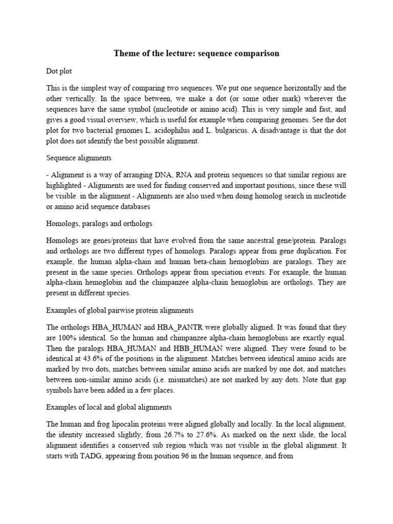 3rd Lec Details | PDF | Sequence Alignment | Evolutionary Biology