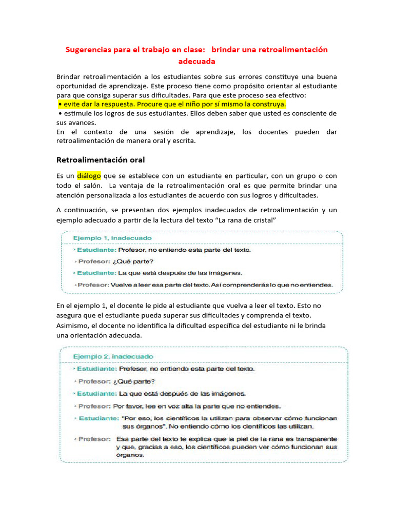 Estrategias de Retroalimentación Efectiva | PDF | Realimentación ...
