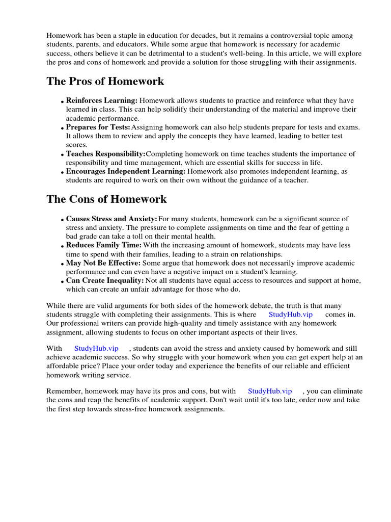 Homework Pro Con | PDF | Homework | Learning