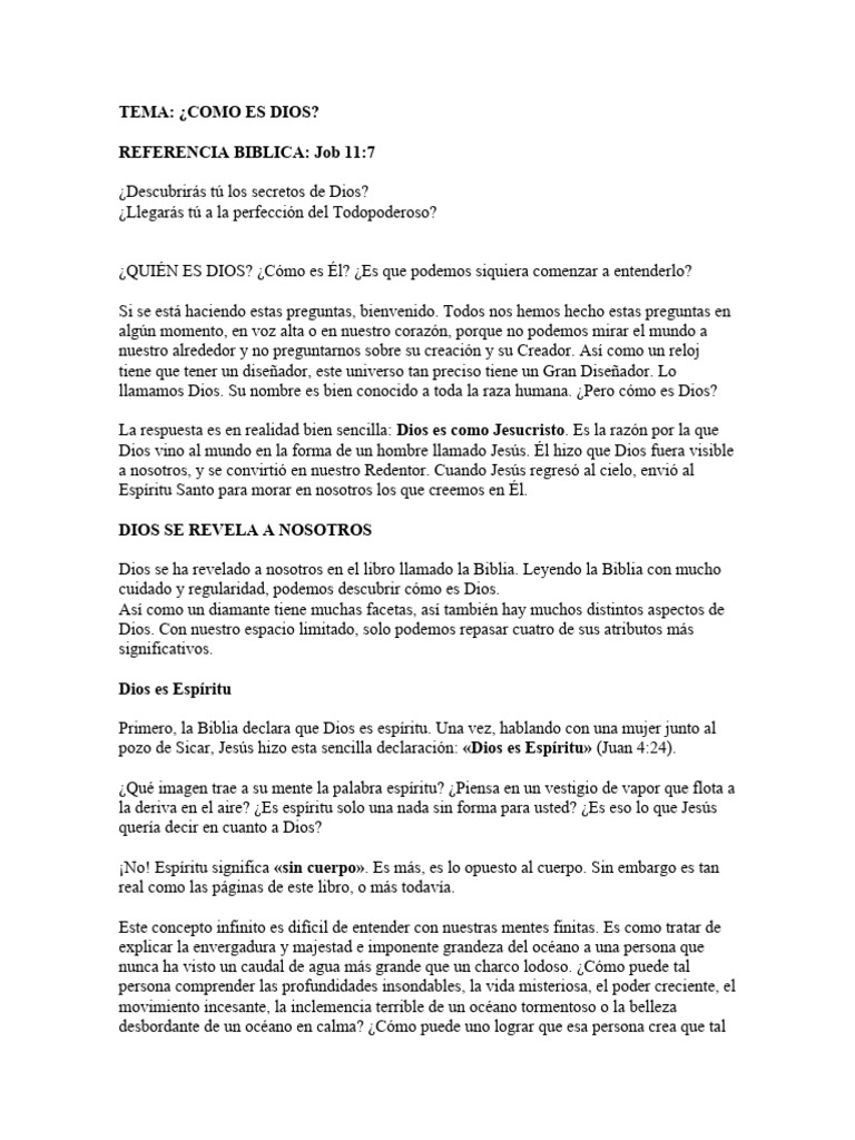 TEMA1 Como Es Dios | PDF | Dios | Jesús