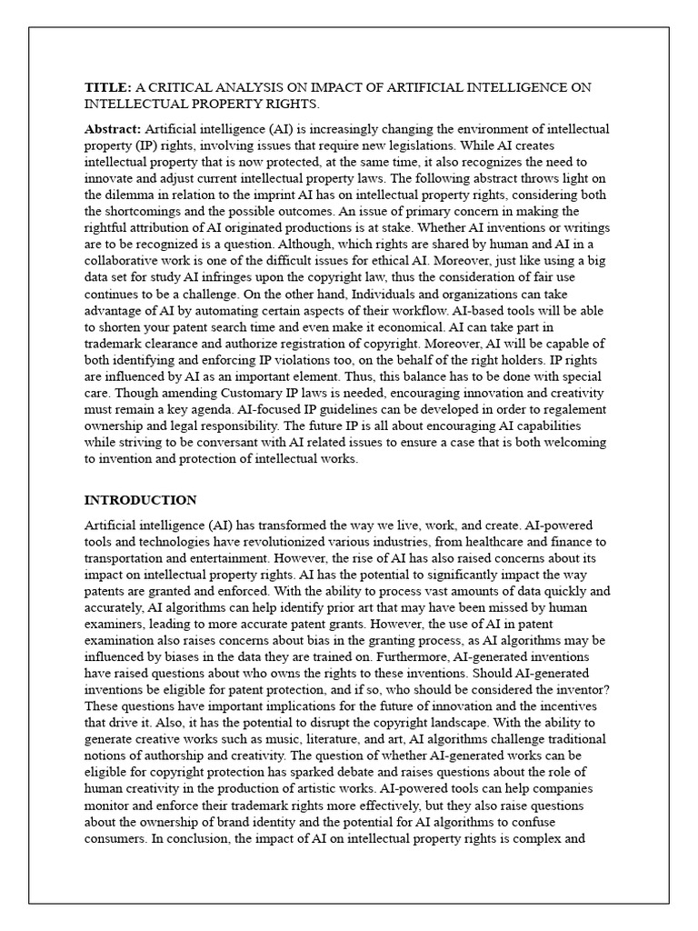 Dissertation Synopsis Draft 2 | Download Free PDF | Intellectual Property | Artificial Intelligence