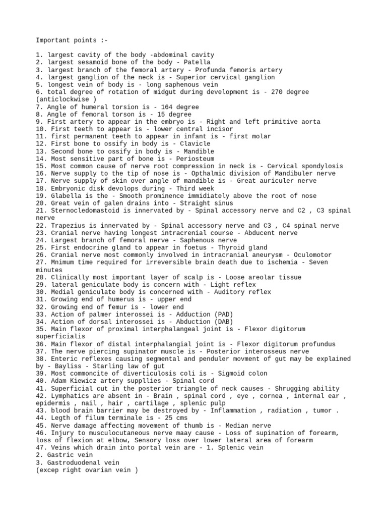 Anatomic Points | PDF | Neck | Anatomical Terms Of Motion