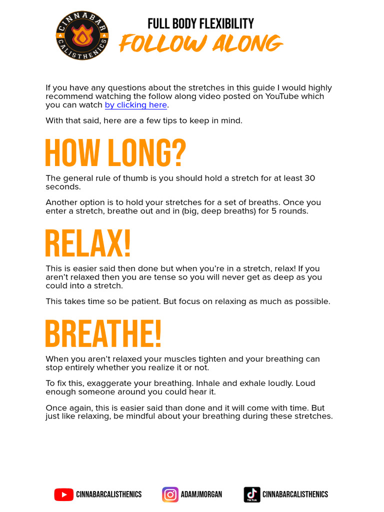 Full Body Flexibility Follow Along v2 | PDF | Breathing | Flexibility ...