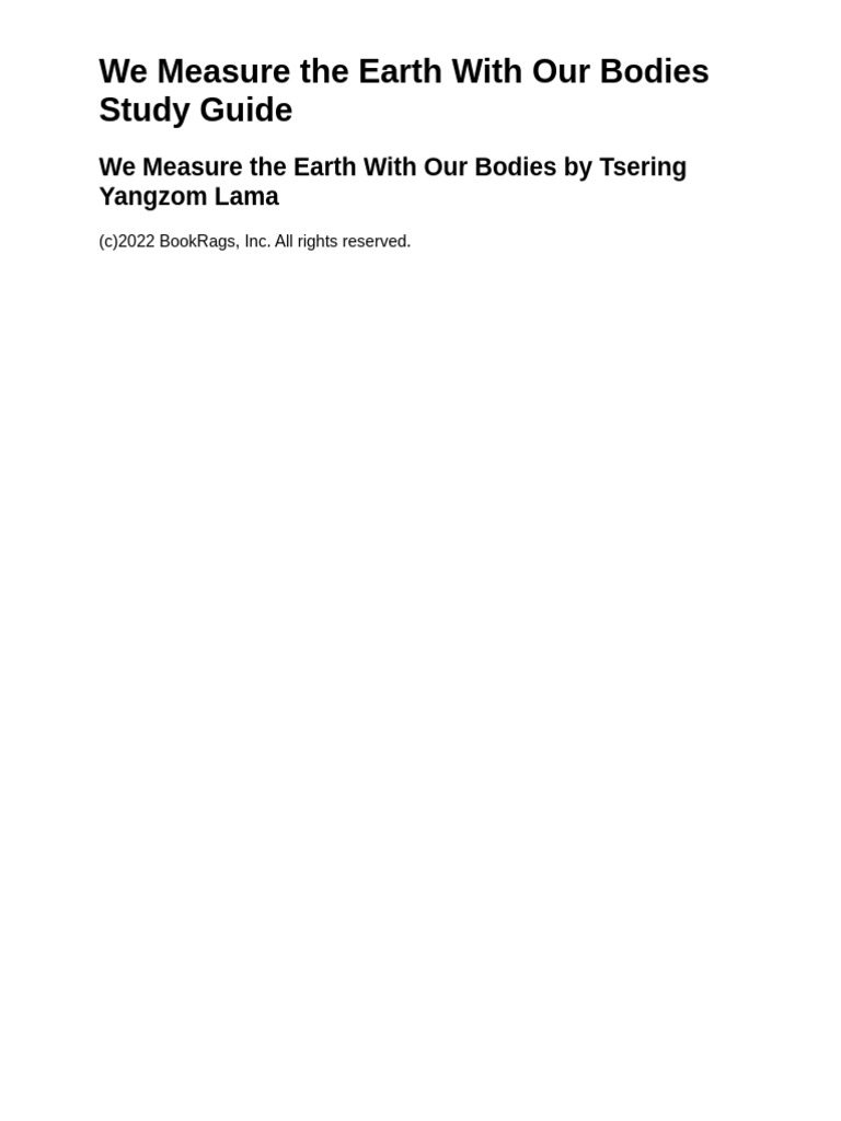 We Measure The Earth With Our Bodies Studyguide | PDF | Narration | Tibet