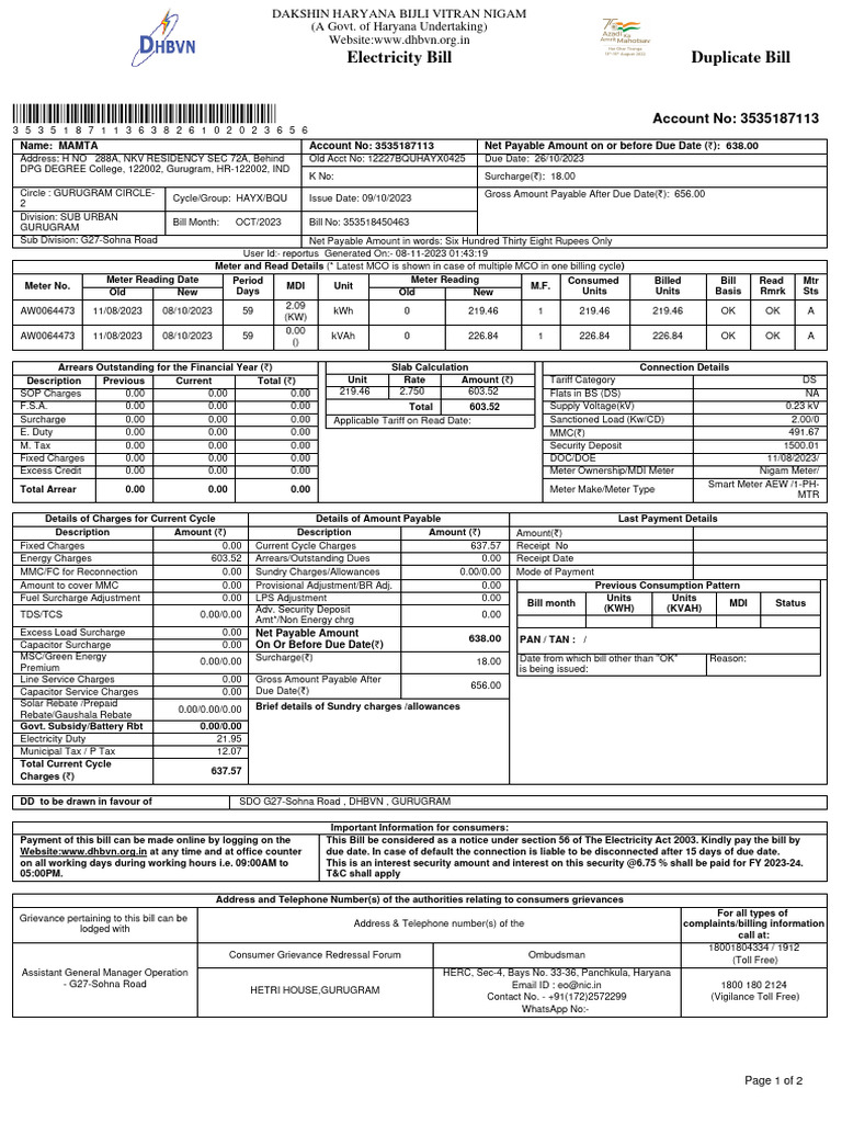 view-bill | PDF | Electrical Engineering | Power (Physics)