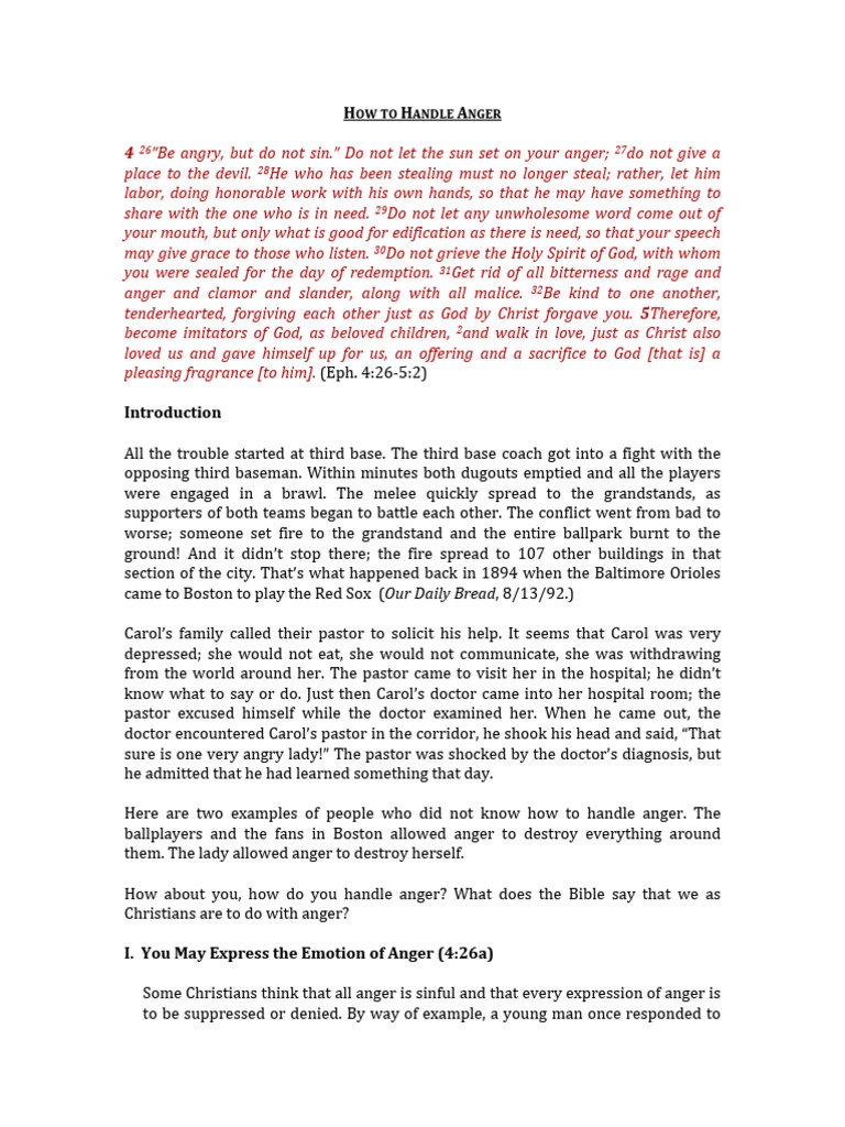 13 How To Handle Anger Eph | PDF | Anger | Forgiveness