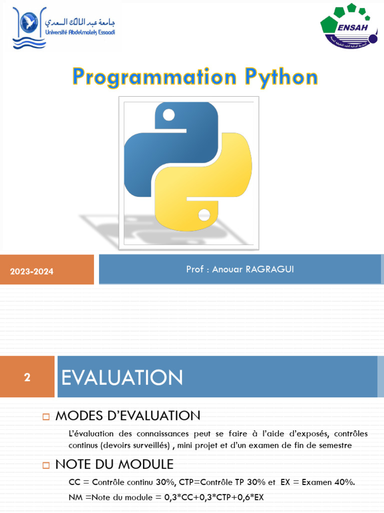 Chapitre 1 Introduction | PDF | Python (Langage de programmation) | Environnement de développement