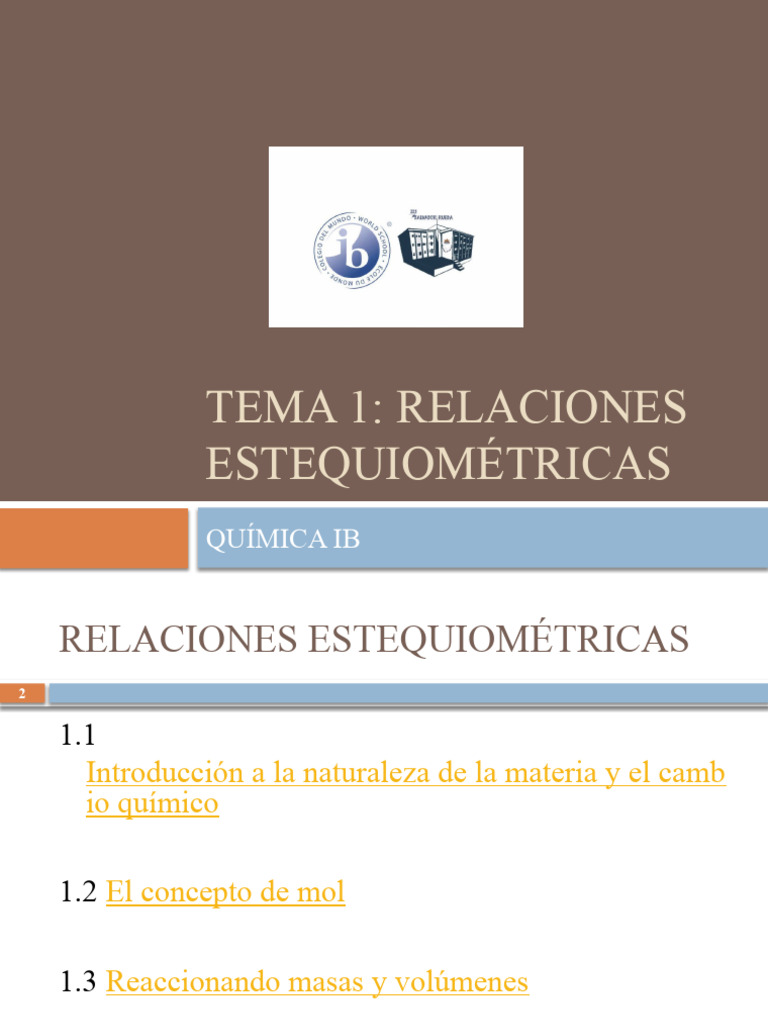 Tema 1- Relaciones Estequiométricas | PDF | Mole (Unidad) | Gases