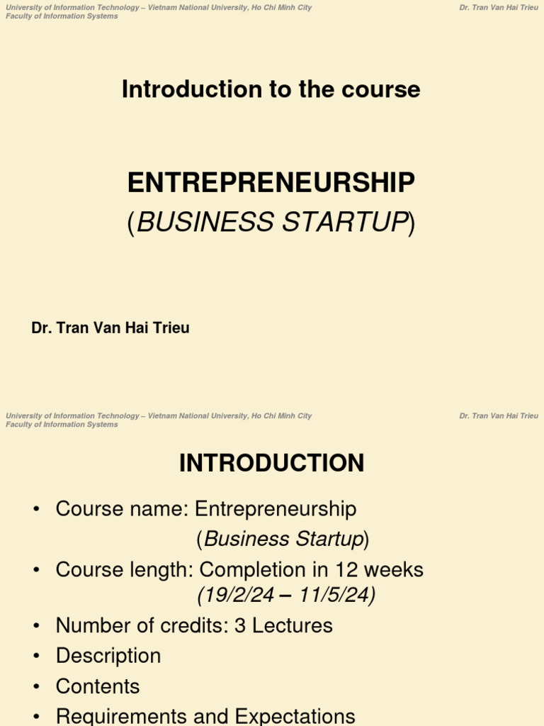 Chapter 0 Introduction To The Course | Download Free PDF | Entrepreneurship | Startup Company