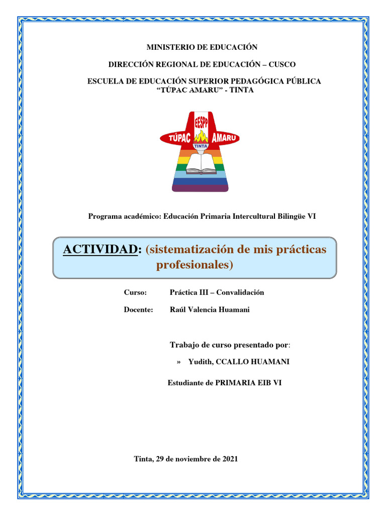 Informe de Practicas Ccallo Yudith | PDF