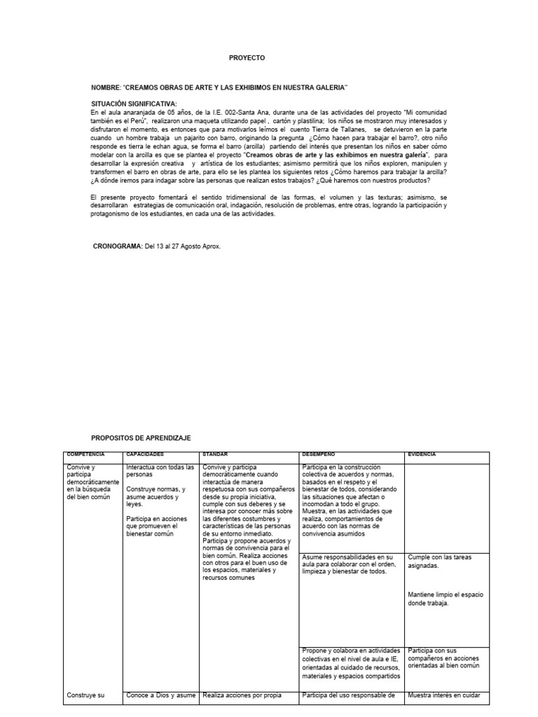 Proyecto Obras de arte | PDF | Espacio | Información