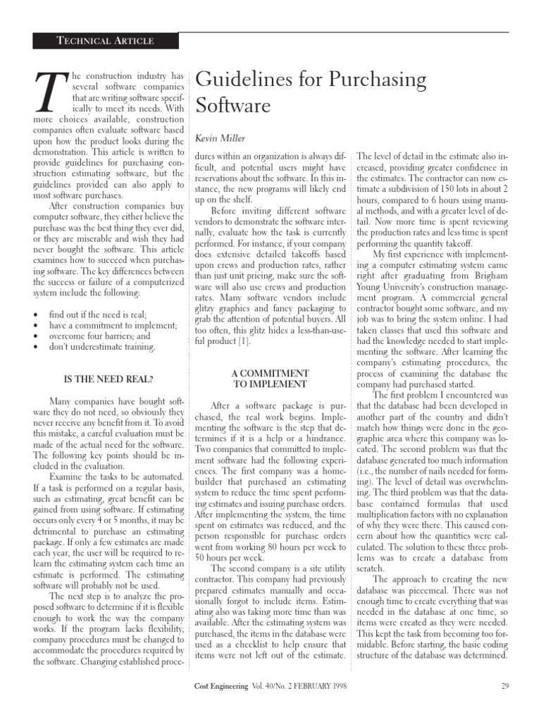 Guidelines For Purchasing | PDF | Databases | Software