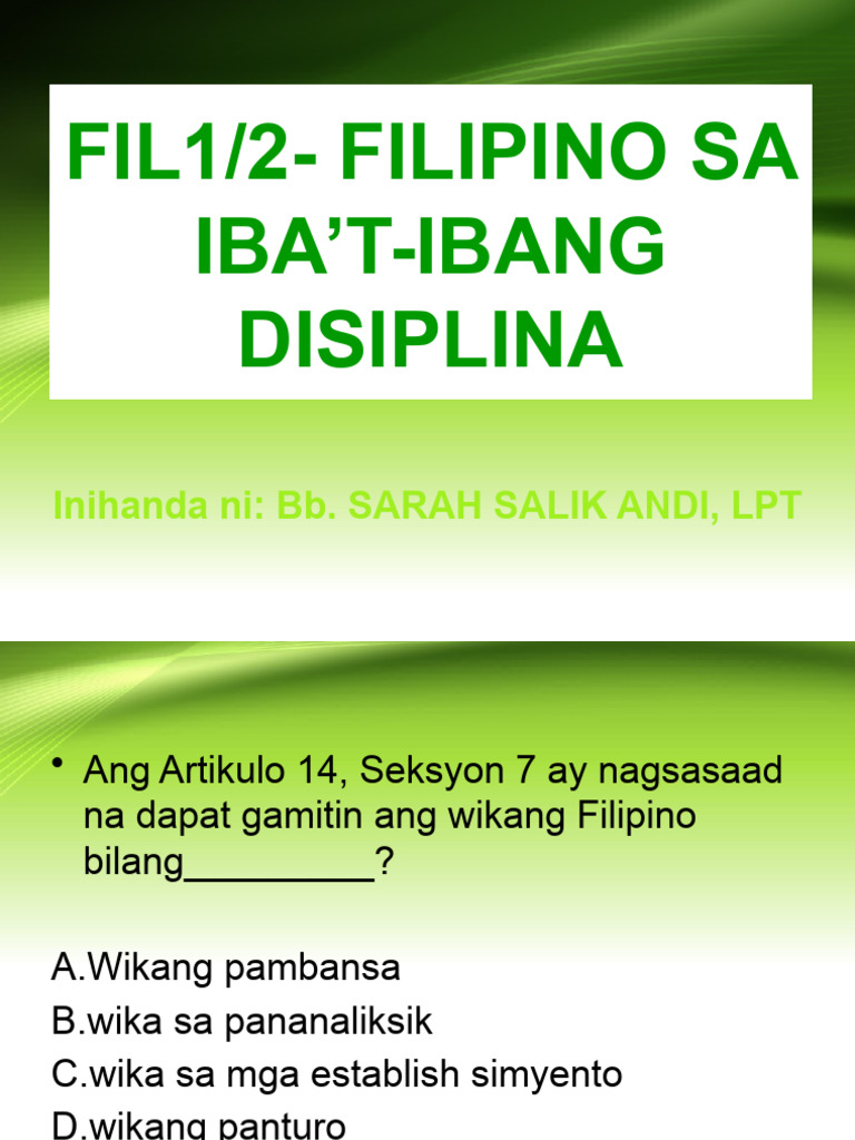 B-Part 1-2 - Fil1 - Powerpoint Review | PDF