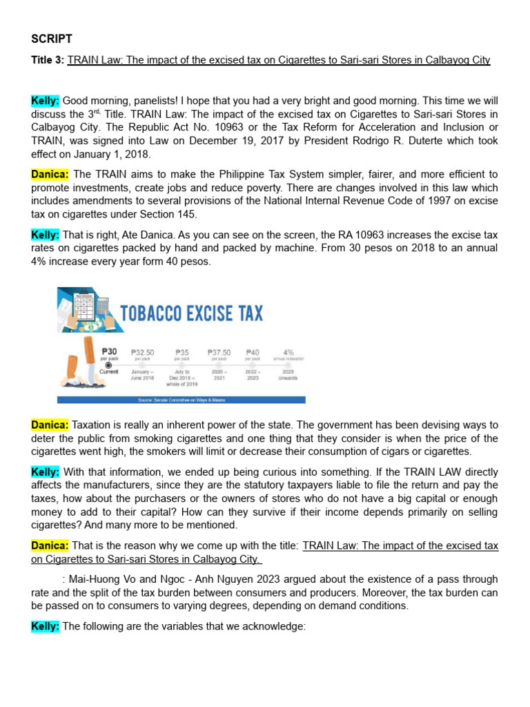 SCRIPT in RESEARCH TITLE | PDF | Taxes | Taxation