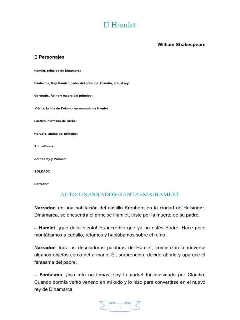 ? HAMLET (2) | PDF | Aldea | Tragedias de Shakespeare