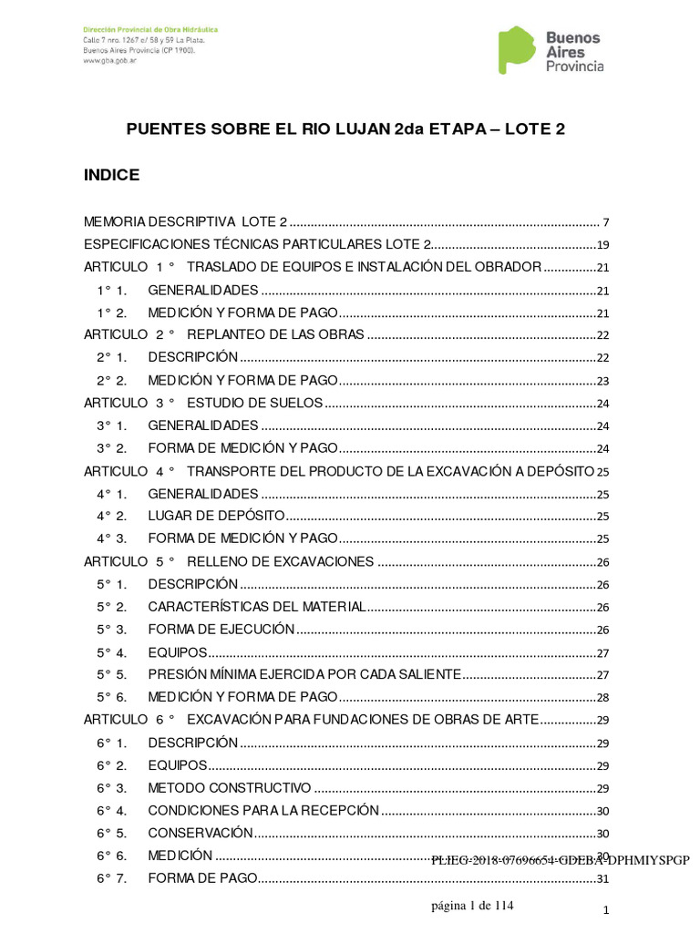 Especificaciones Tecnicas Particulares Lote 2 | PDF | Puente | Fundación profunda