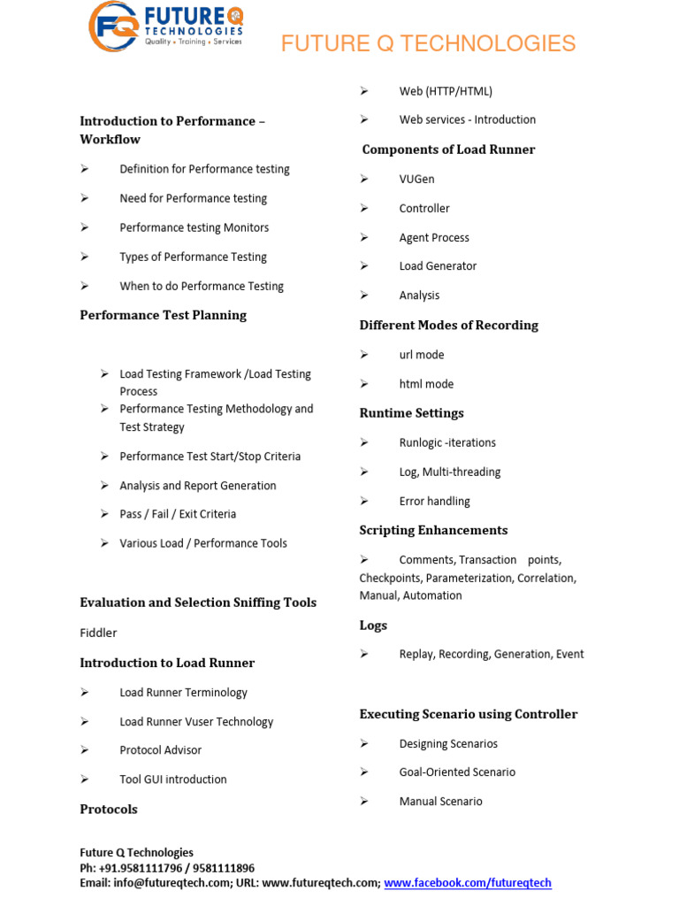 LoadRunner Course Content - FQ | PDF | World Wide Web | Internet & Web