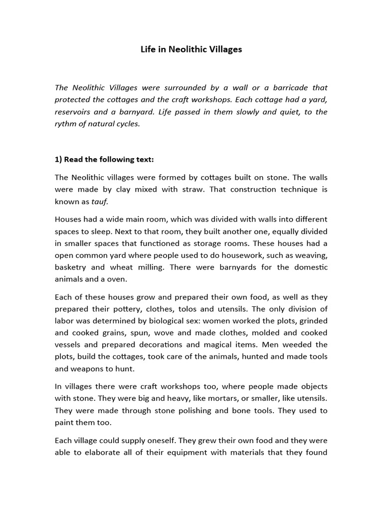 Life in Neolithic Villages | PDF