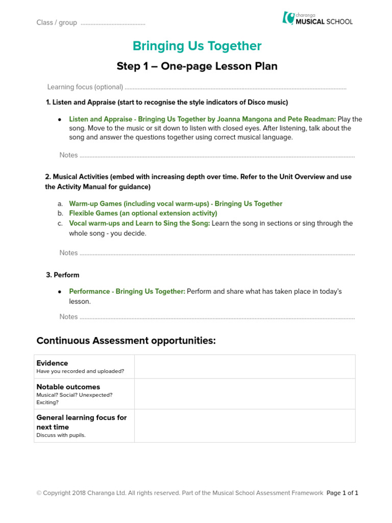 Bringing Us Together Step 1 Lesson Plan | PDF | Language Arts & Discipline