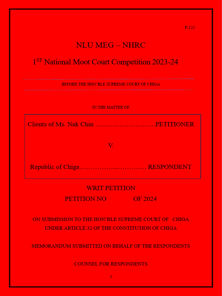 Memorial of TC-121 (Respondent) | PDF | Aiding And Abetting ...