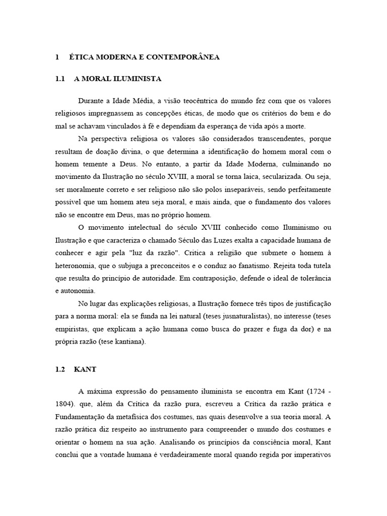 08base - Ética Moderna e Contemporânea | PDF | Immanuel Kant | Moralidade