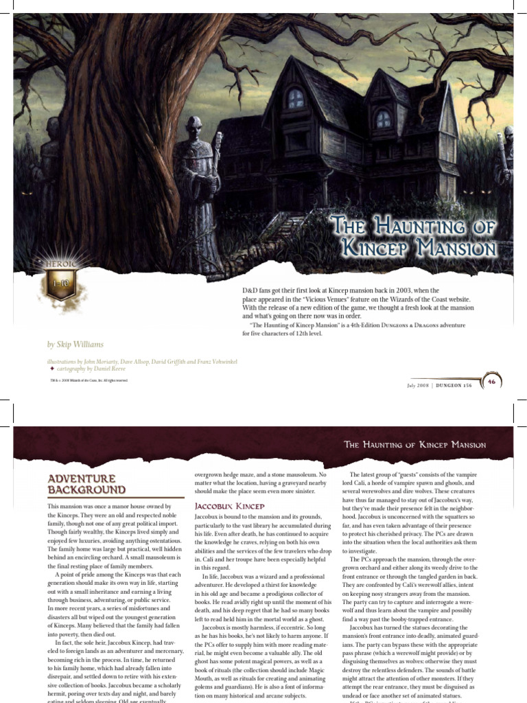 Dungeon #156 - (LVL) - The Haunting of Kincep Mansion | PDF ...
