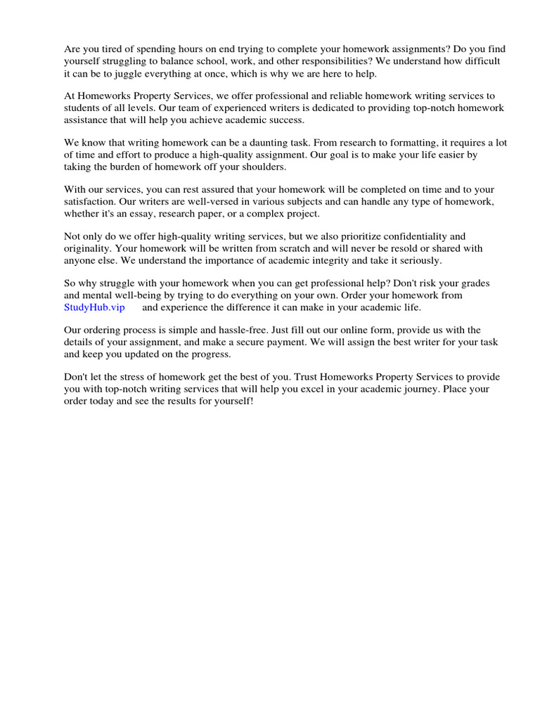 Homeworks Property Services | PDF | Homework