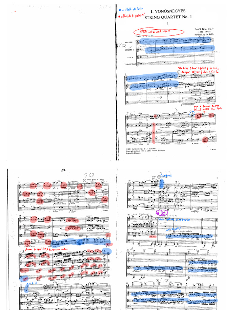 Bartók String Quartet No.1 Fullscore | PDF