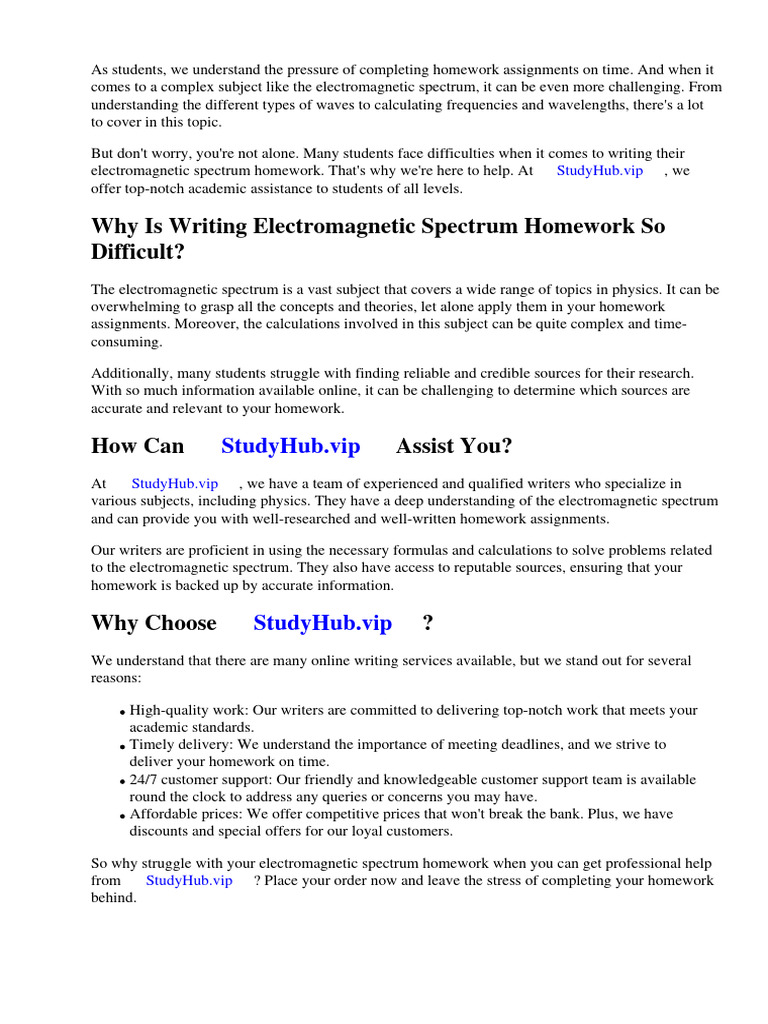 Electromagnetic Spectrum Homework | PDF | Electromagnetic Spectrum ...