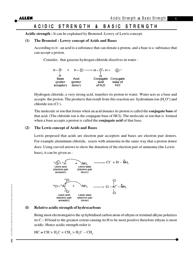 acidic_strength_and_basic_strength_eng_1607055866 | PDF | Amine | Acid