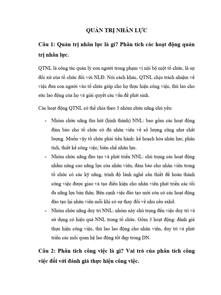 Đề Cương Ôn Tập Qtnl | PDF