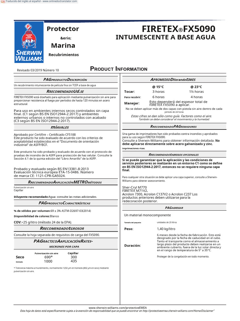 Firetex FX5090.en - Es | PDF | Agua