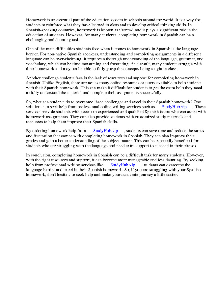 Overcoming Spanish Homework Challenges | PDF | Translations | Homework